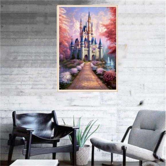 Art | Diy 5d Diamond Art Painting Kit Pink Castle | Poshmark